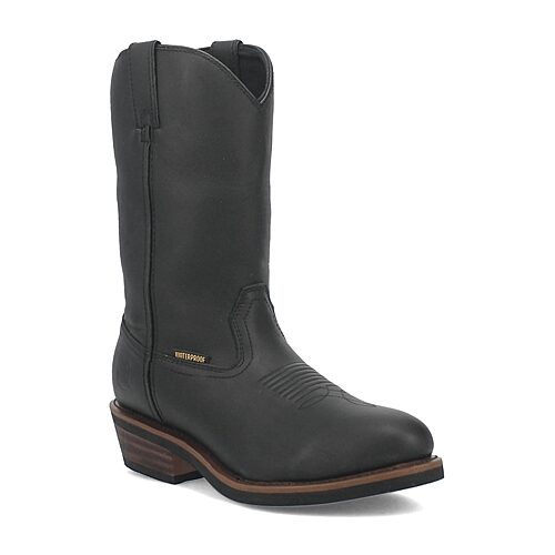 Dan Post Mens Albuquerque Waterproof Slip Resistant Flat Heel Work Boots  12 Medium  Black