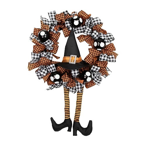 Click here for Orange and Black Witch with Bows Halloween Wreath... prices