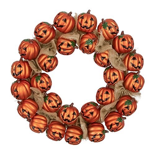 Click here for Jack-O-Lantern and Burlap Ribbon Halloween Wreath... prices