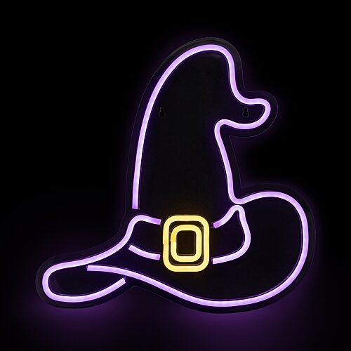 Click here for 15 Purple LED Lighted Neon Style Witch Hat Hallowe... prices