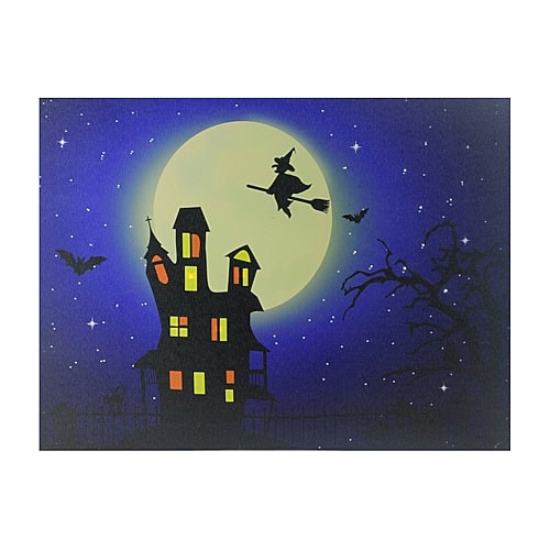 Click here for Northlight Fiber Optic Led Witch In Moon Canvas Ar... prices