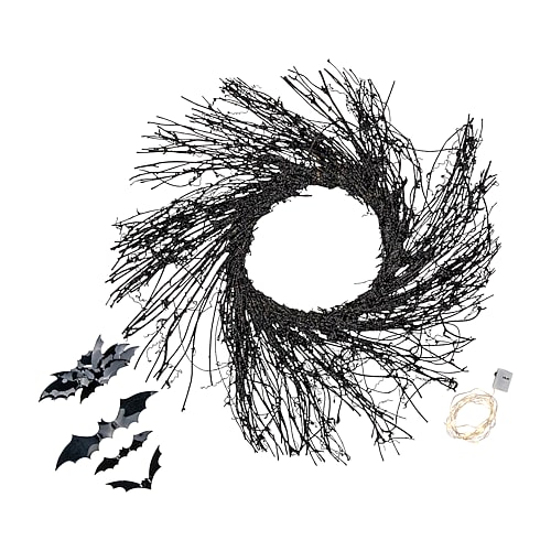 Click here for Northlight 22in Black Twig With Bats Wreath  One S... prices