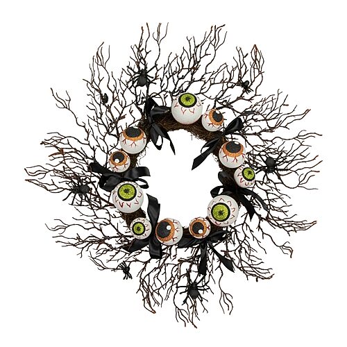 Click here for Northlight 24in Eyeballs And Spiders Twig Wreath... prices