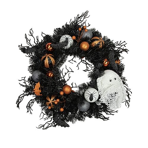 Click here for Northlight 24in Orange Ornaments And Ghost Wreath... prices