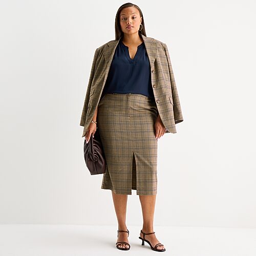 Click here for Worthington Womens Plus Long Pencil Skirt  28w  Br... prices