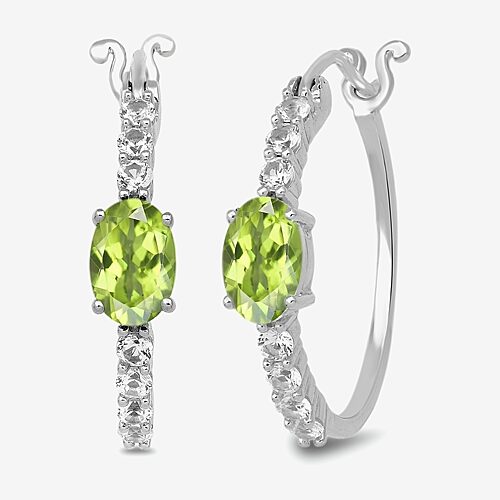Click here for Gemstone Sterling Silver 19.5mm Hoop Earrings  One... prices