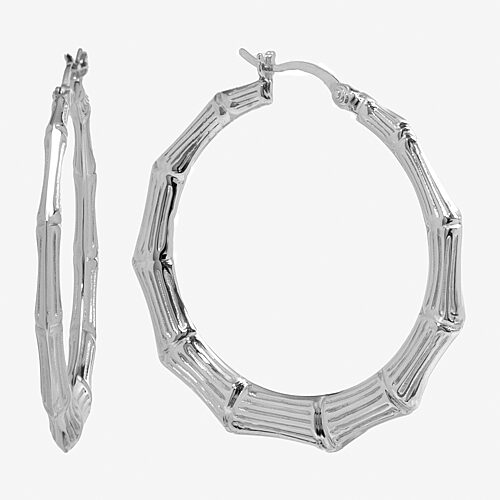 Click here for Womens Sterling Silver 42.4mm Hoop Earrings  One S... prices