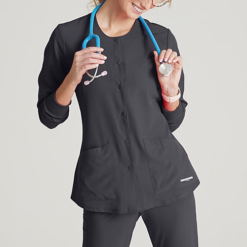 Click here for Skechers Sk401 Stability 2-Pocket Crewneck Snap-Fr... prices