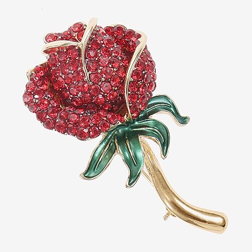 Click here for Monet Jewelry Red Rose Gold Tone Crystal Pin  One... prices