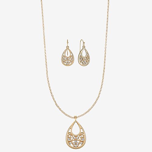 Click here for Monet Jewelry Gold Tone Pendant Necklace And Drop... prices