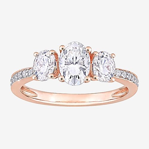 Click here for Womens Lab Created White Moissanite 10K Gold 3-Sto... prices