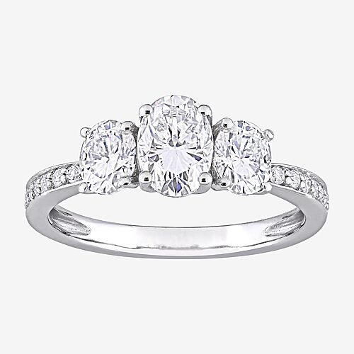 Click here for Womens Lab Created White Moissanite 10K Gold 3-Sto... prices
