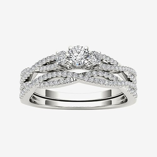 Click here for 1/2 CT.T.W. Natural Diamond 14K White Gold Crossov... prices