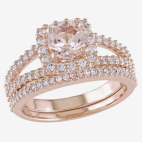 Click here for 5/8 CT. T.W. Pink Morganite 14K Gold Bridal Set  9... prices