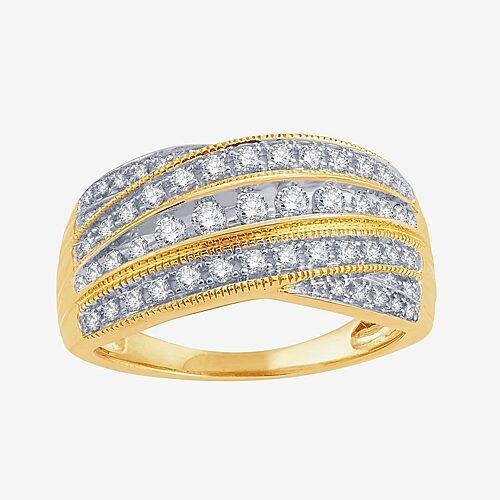 Click here for 1/2 CT.T.W. Natural Diamond 10K Yellow Gold Weddin... prices