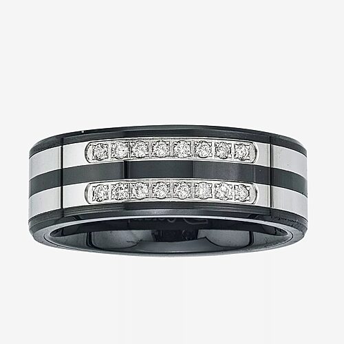 Click here for Mens 1/5 CT.T.W. Natural Diamond Stainless Steel &... prices