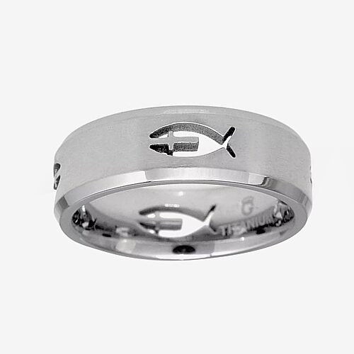 Click here for Christian Ichthys Fish Mens 6MM Titanium Wedding B... prices