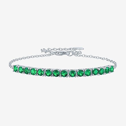 Click here for Gemstone Sterling Silver Tennis Bracelet  One Size... prices