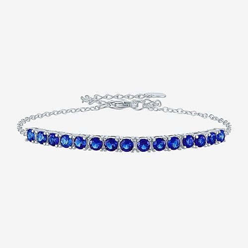 Click here for Gemstone Sterling Silver Tennis Bracelet  One Size... prices