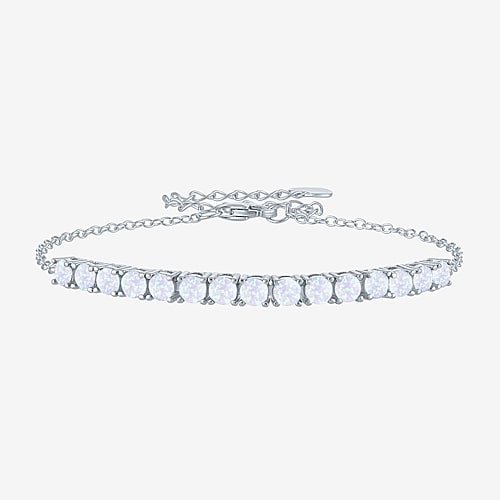 Click here for Gemstone Sterling Silver Tennis Bracelet  One Size... prices