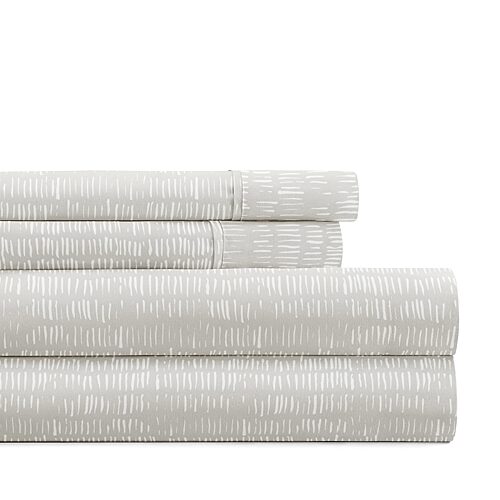 ienjoy Home Soft Lines 4-p.c. Sheet Set  Full - Dashed Lines Light Gray