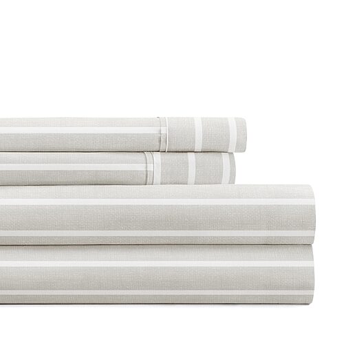 ienjoy Home Soft Lines 4-p.c. Sheet Set  Full - Awning Stripe Light Gray