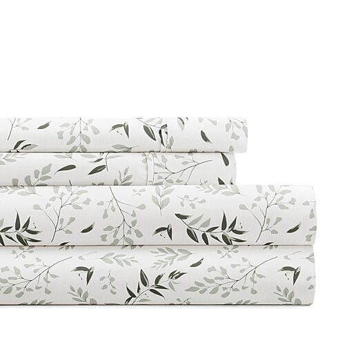 ienjoy Home Delicate Blossoms 4-p.c. Sheet Set  Full - Foliage Eucalyptus