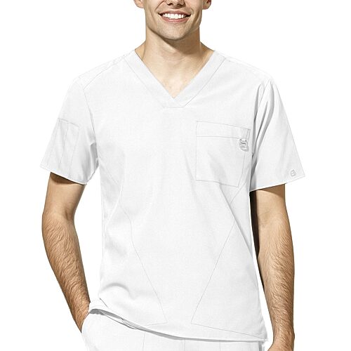 Click here for Wink Mens W123 V-Neck Scrub Top - White prices