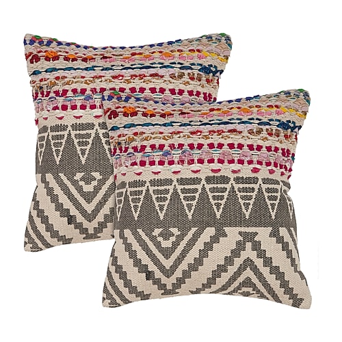 Click here for LR Home Fin Chev Set 2 Square Throw Pillow  One Si... prices