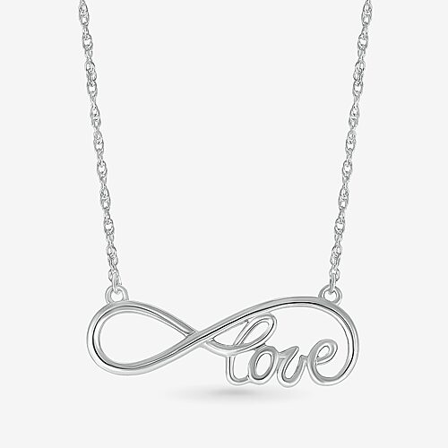 Click here for Love Womens 10K White Gold Infinity Pendant Neckla... prices