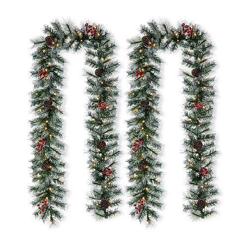 Click here for Glitzhome 2pc 9ft Pre-Lit Red Berries Indoor Chris... prices