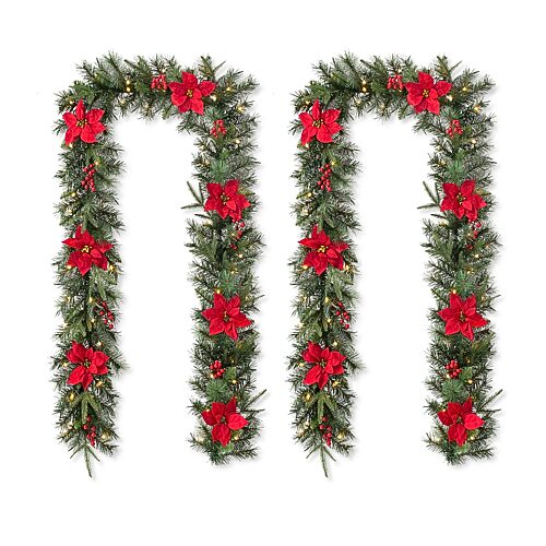 Click here for Glitzhome 2pc 9ft Pre-Lit Red Berries Indoor Chris... prices