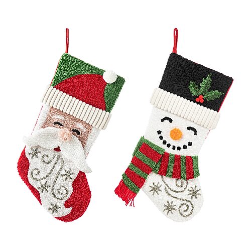 Click here for Glitzhome Santa & Snowman Hooked Christmas Stockin... prices