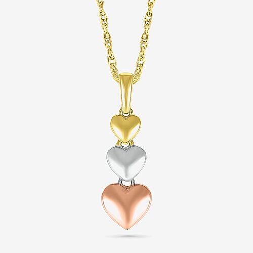 Click here for Womens 10K Tri-Color Gold Heart 18 Inch Pendant Ne... prices