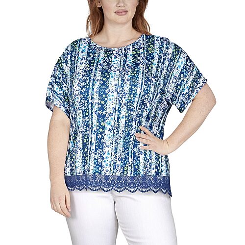 Click here for Plus Size Larky Lark Short Sleeve Lace Hem Joyful... prices