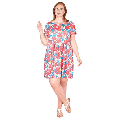 Click here for Larky Lark Womens Plus Round Neck Short Sleeve Flo... prices