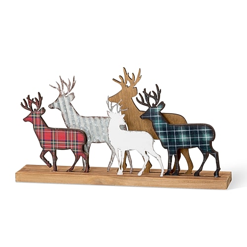 Glitzhome Galvanized Reindeer Christmas Tabletop Decor  One Size  White