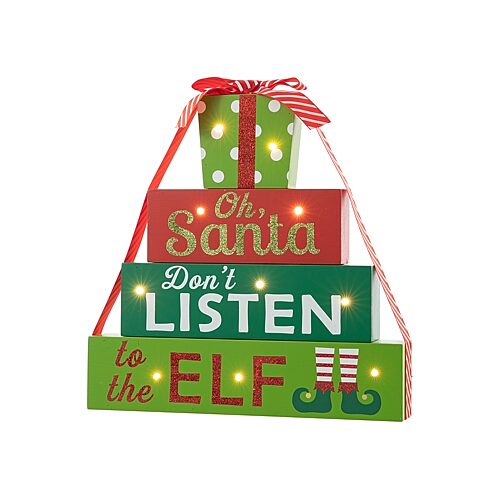 Click here for Glitzhome Lighted Wooden Gift Christmas Tabletop D... prices
