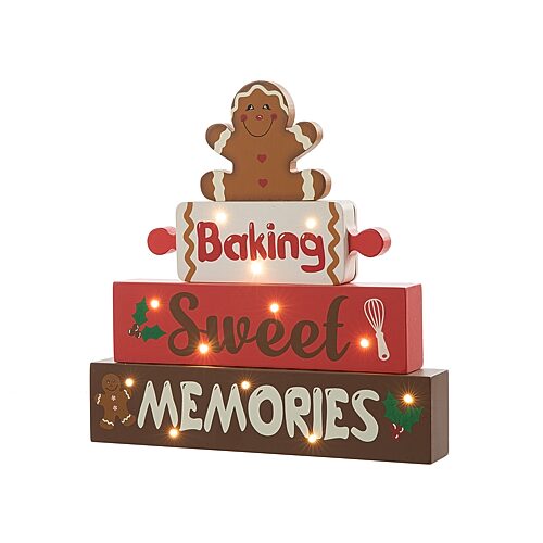 Click here for Glitzhome Lighted Wooden Christmas Tabletop Decor... prices