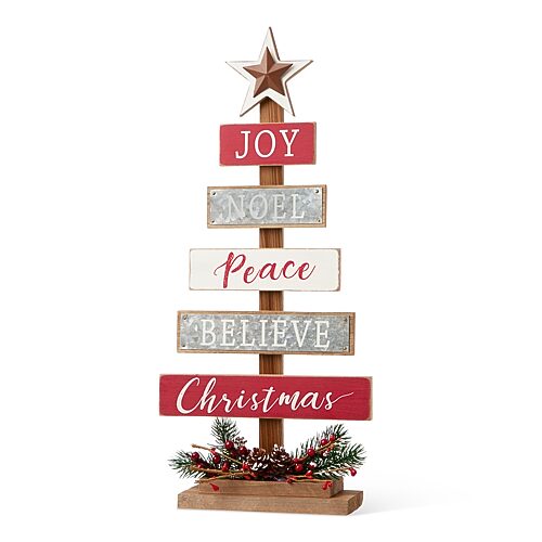 Click here for Glitzhome 1.6ft Wooden Sign Christmas Tabletop Tre... prices