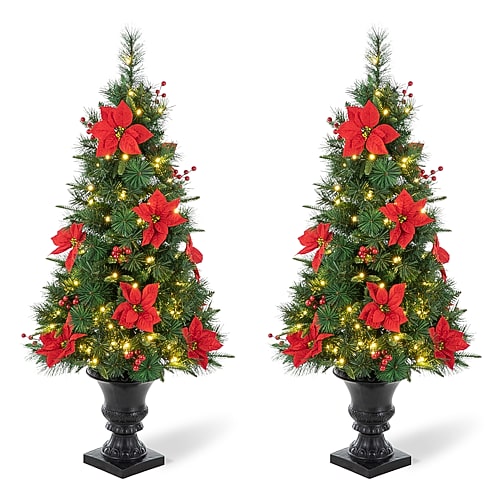 Click here for Glitzhome 4 Ft 2pc Pre-Lit Porch Pine Christmas Tr... prices