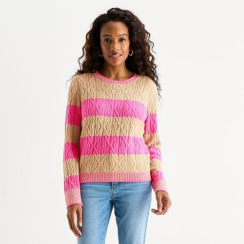 Click here for St. Johns Bay Womens Crew Neck Long Sleeve Striped... prices