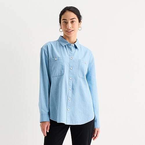 Click here for St. Johns Bay Womens Long Sleeve Regular Fit Butto... prices