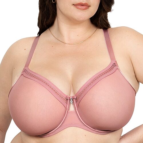 Click here for Curvy Couture Sheer Mesh w/ Trim Bra- 1634  Ddd  P... prices