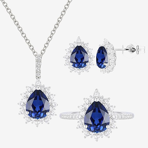 Click here for Gemstone Pear 3-pc. Pendant Necklace Set  7  Blue prices