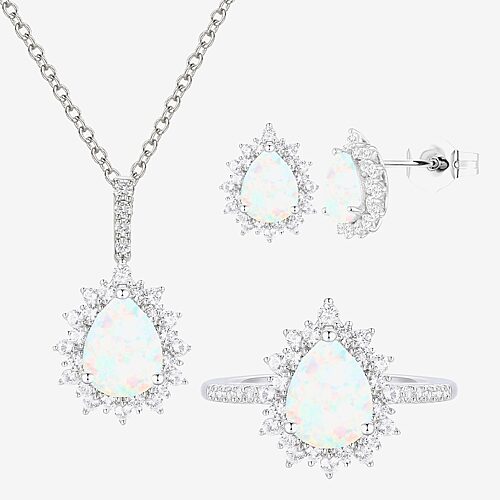 Click here for Gemstone Pear 3-pc. Pendant Necklace Set  7  White prices