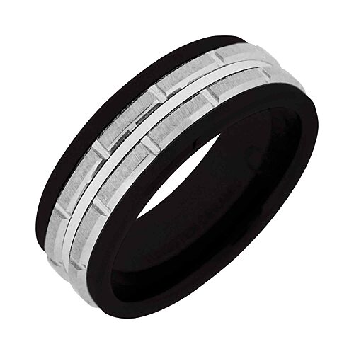 Click here for Menâs Black Ceramic & Stainless Steel Brick-Patt... prices