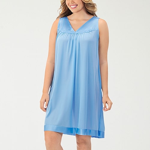 Exquisite Form Womens Sleeveless V Neck Nightgown  Medium  Blue