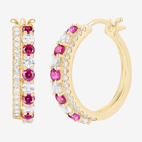 Click here for Womens Gemstone 14K Gold Over Silver 20mm Hoop Ear... prices