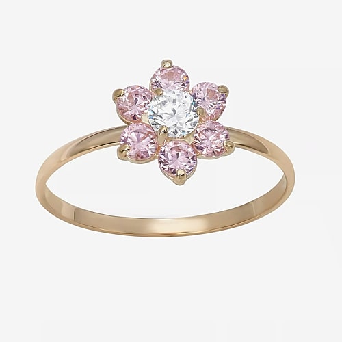 Click here for Flower-Shaped Girls 1/5 CT. Lab Created Pink Cubic... prices